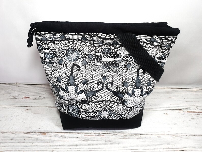 Knitting Project Bag Gothic With Drawstrings Size M Project | Etsy