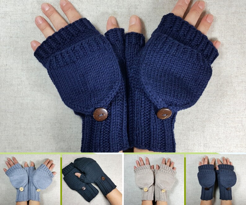 Convertible Mittens 3 Sizes Hand Knitted Eco Accessories | Etsy