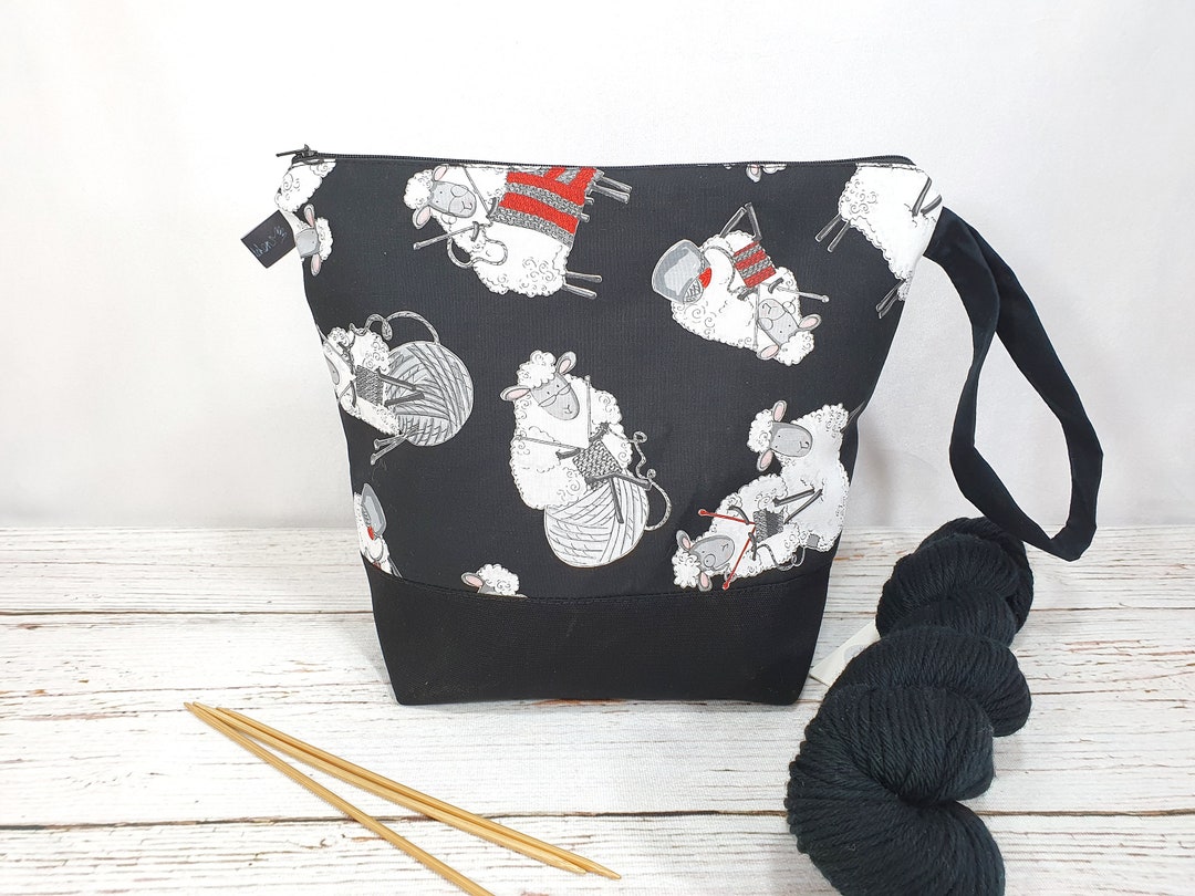 Project Bag for Knitting "knitting Sheep" With Zipper, Crochet Project ...