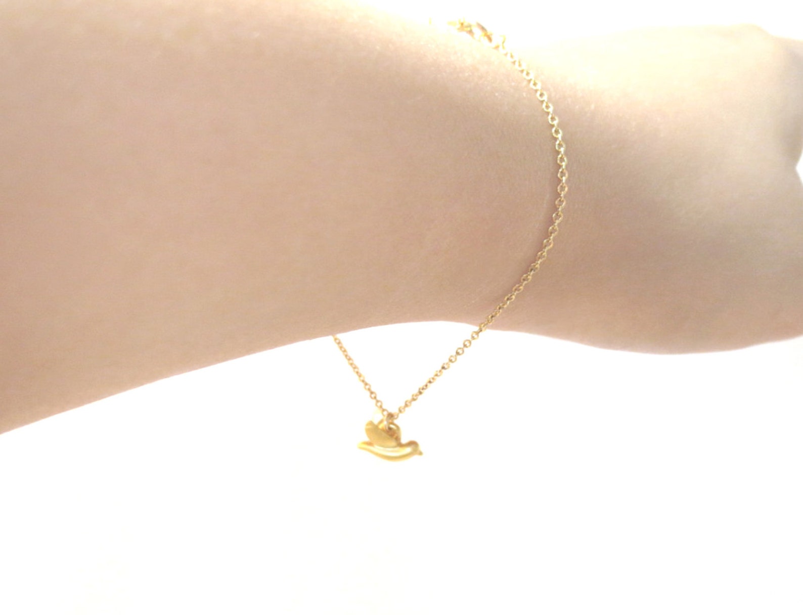 Tiny Cute Flying Bird Gold Filled Sterling Silver Chain - Etsy