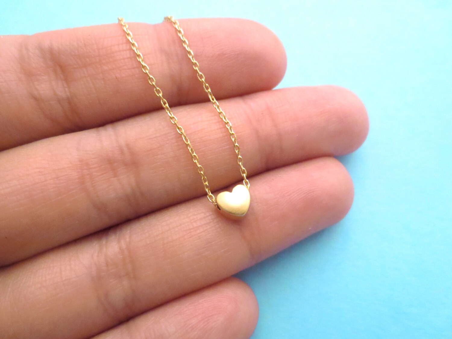 Tiny, Cute, Mini, Heart, Gold, Necklace, Heart, Love, Jewelry, Birthday ...
