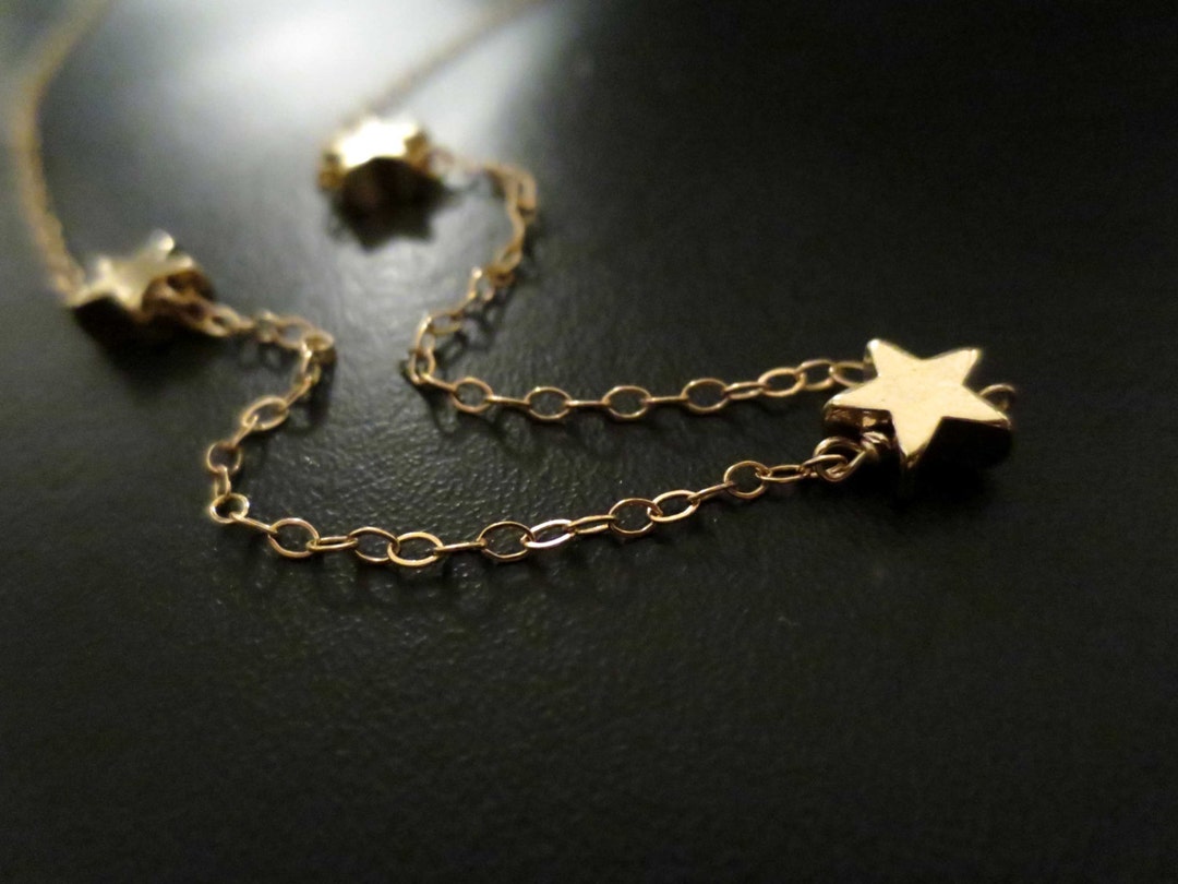 3 Stars Triple Star Necklace 14K Gold Filled Chain Necklace Star ...