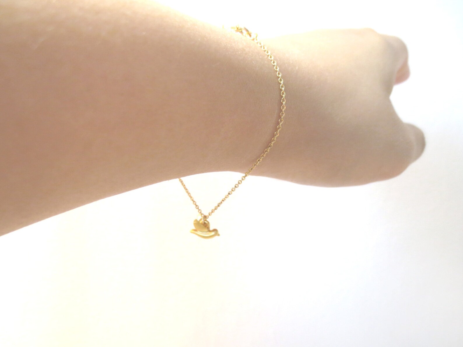 Tiny, Cute, Flying, Bird, Gold Filled, Sterling Silver Chain, Bracelet ...