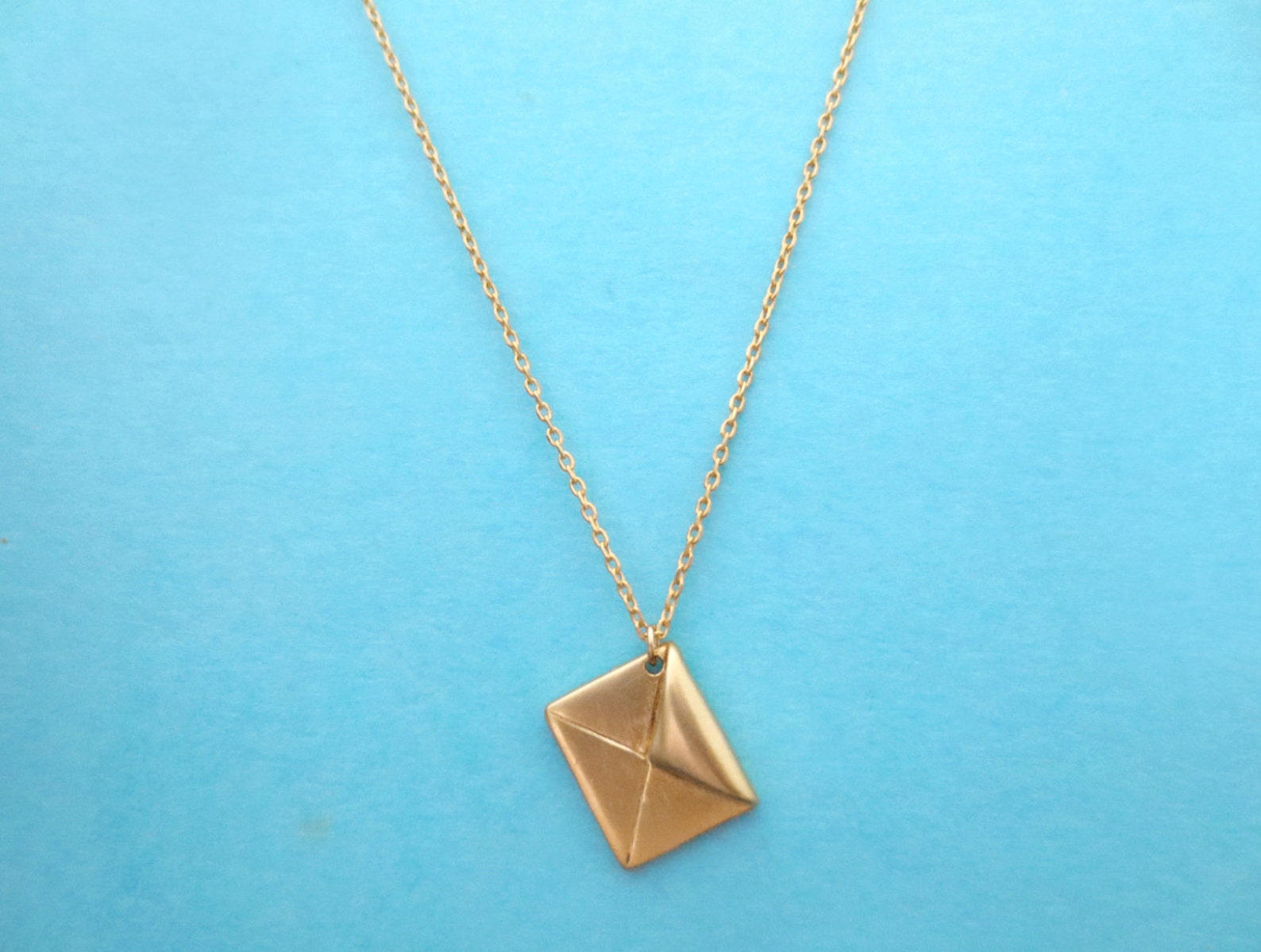 Envelope Necklace Mail Necklace Charm Necklace 14K Gold - Etsy