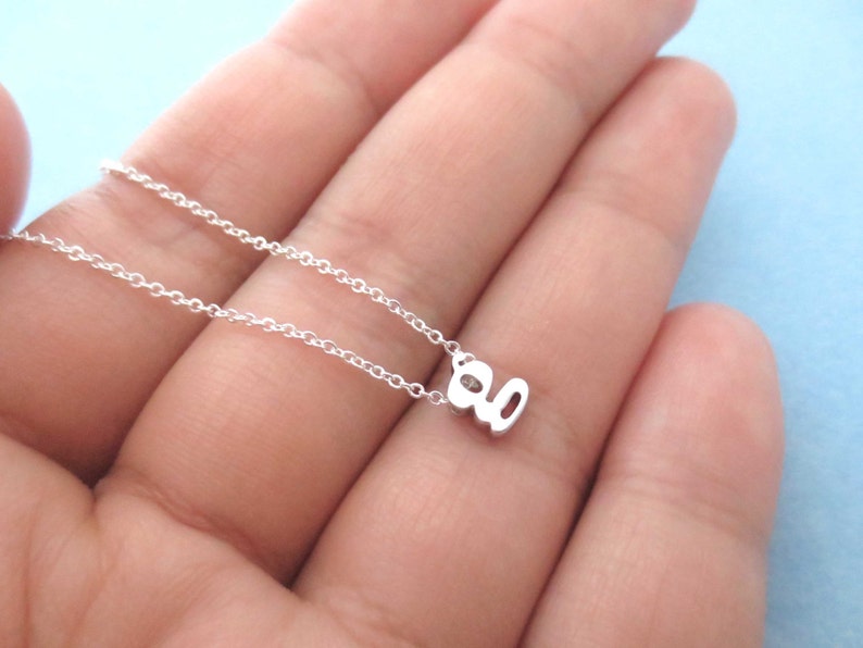 Personalized initial silver necklace Lower case initial | Etsy