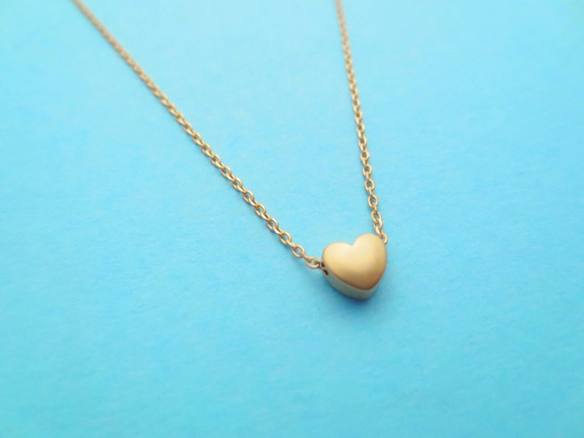 Tiny, Cute, Mini, Heart, Gold, Necklace, Heart, Love, Jewelry, Birthday ...