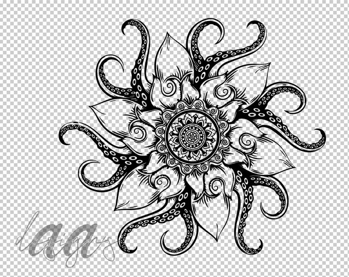Corner Mandala SVG, Quarter Mandala SVG, Mandala SVG, Octopus Svg ...