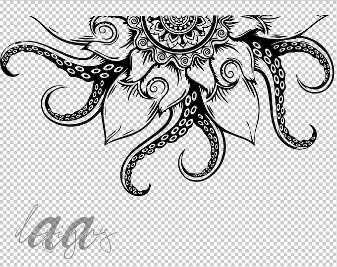 Corner Mandala SVG, Quarter Mandala SVG, Mandala SVG, Octopus Svg ...
