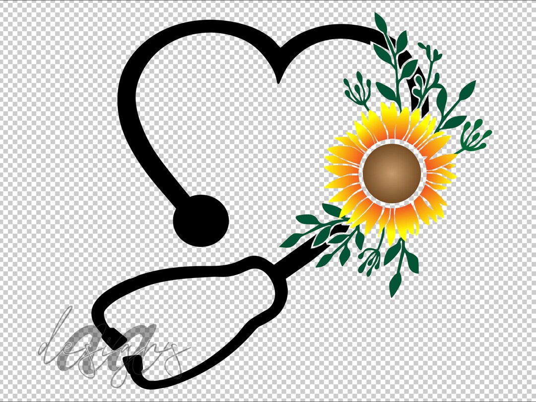 SVG Heart and Sunflower Stethoscope - Etsy