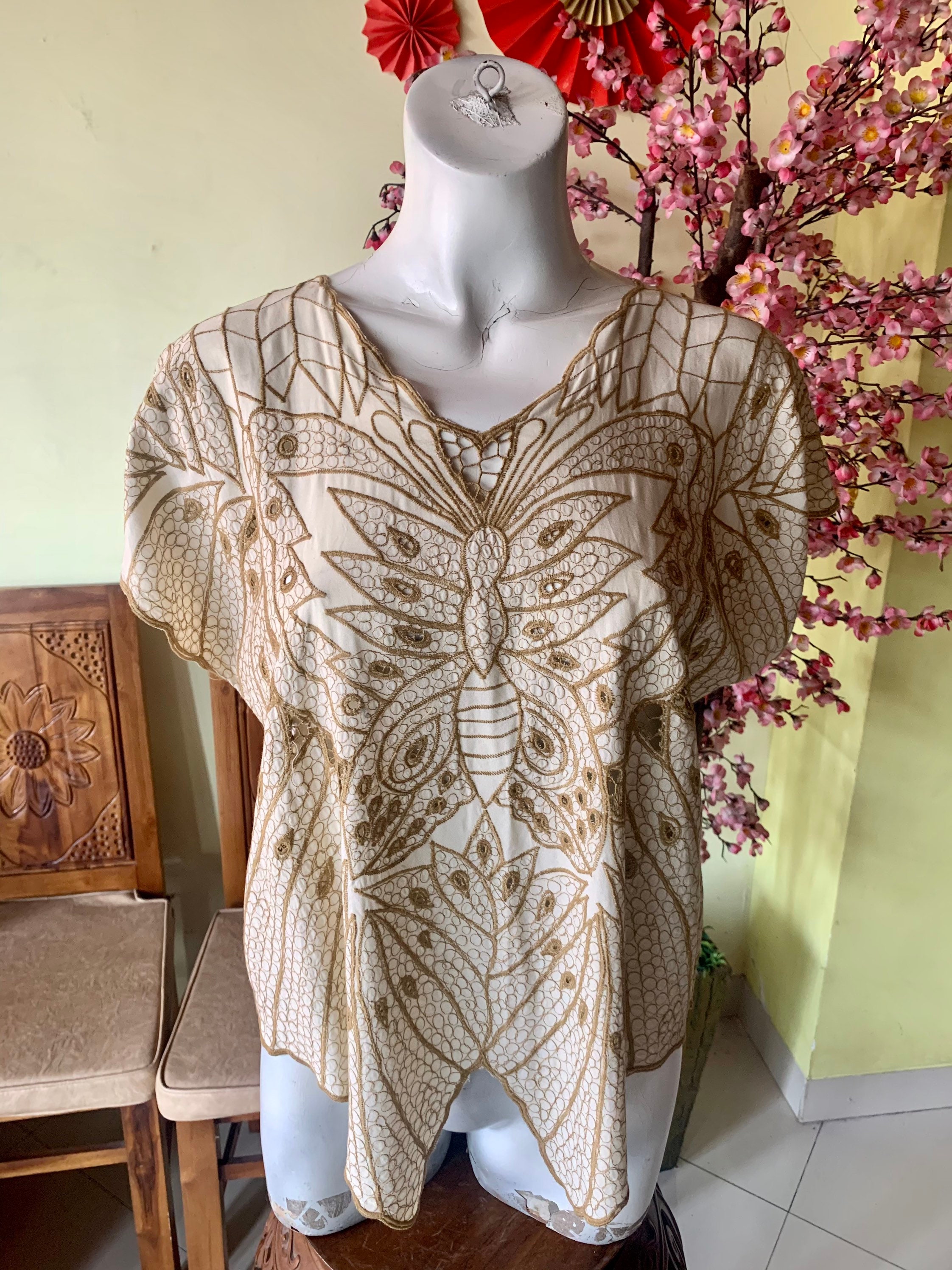 Embroidery Top Summer Butterfly Bali Cutwork Plus Size Top - Etsy