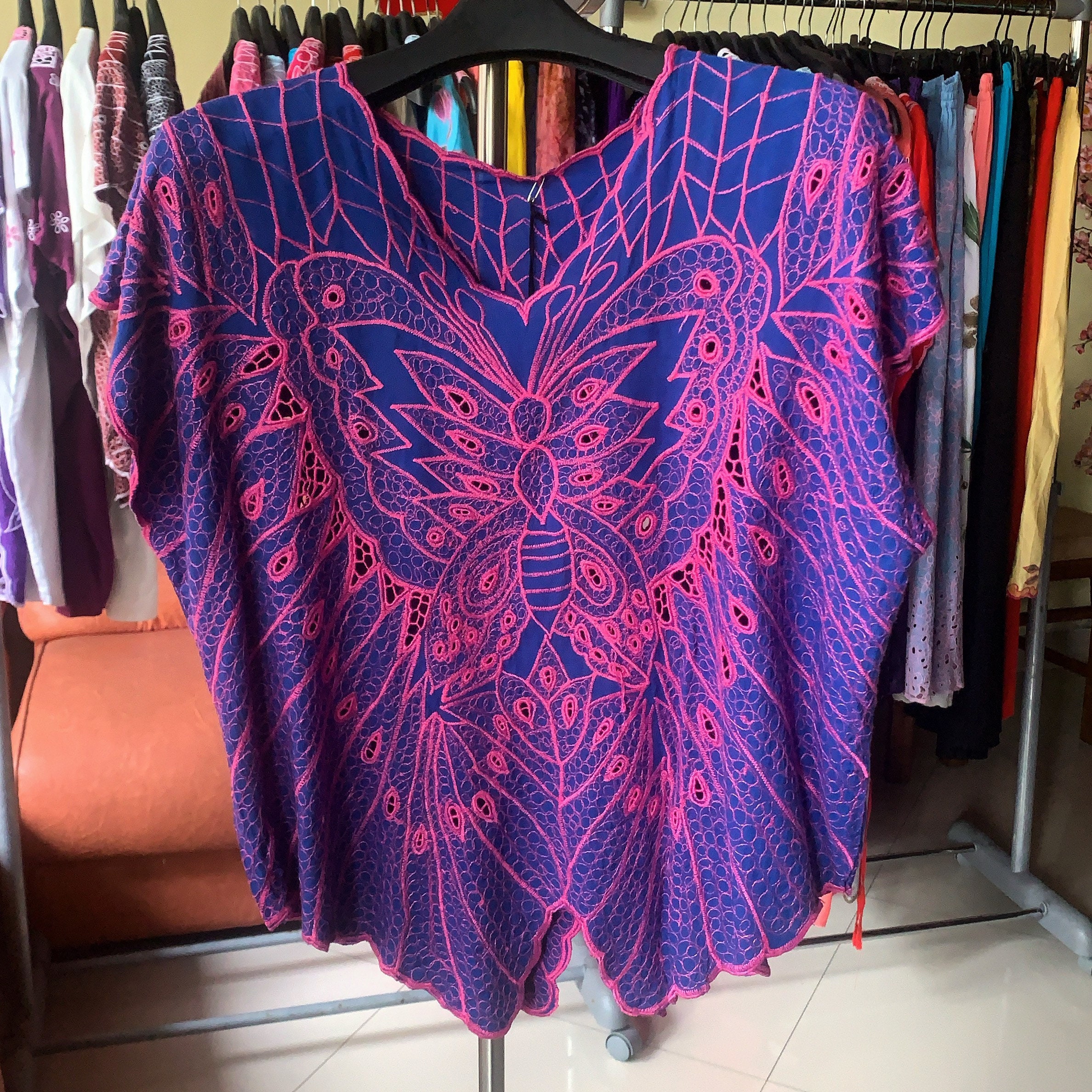 Embroidery Top Summer Butterfly Bali Cutwork Plus Size Top - Etsy