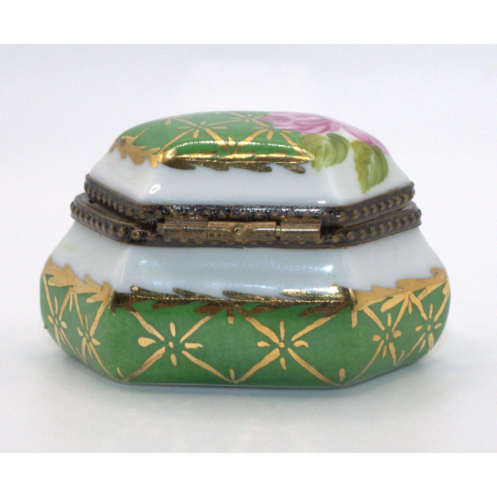 Antique Limoges France Hand-painted Porcelain Trinket Box, Floral ...