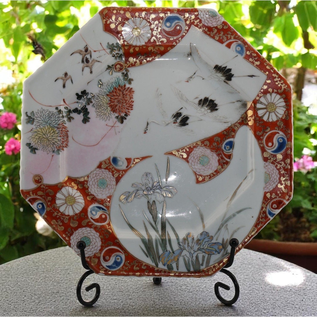 Vintage Japanese Kutani Style 8" Plate Hand-painted Porcelain With ...
