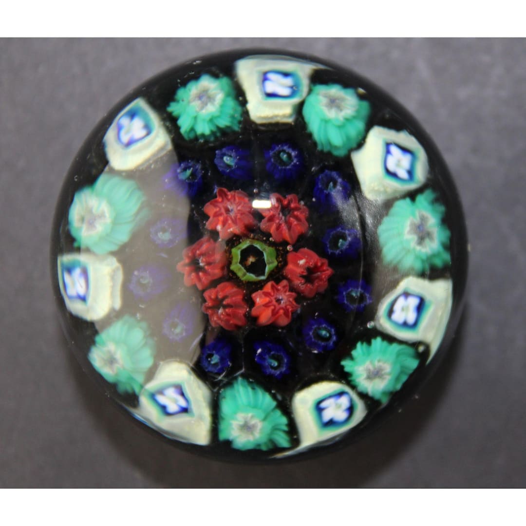 Vintage Miniature Lampwork Glass Paperweight With Intricate Floral ...