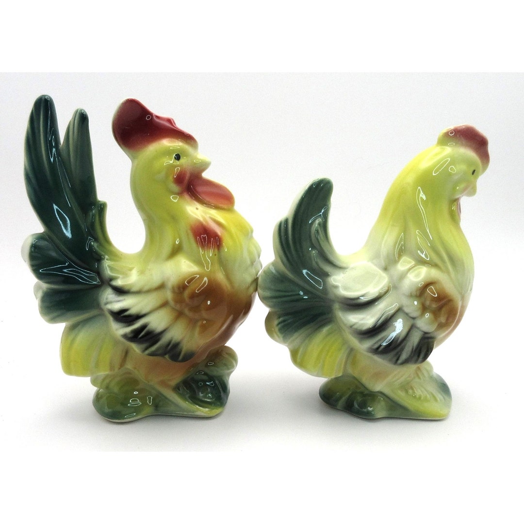 Vintage Ceramic Rooster & Hen Figurines | Colorful Farmhouse Decor | 6. ...