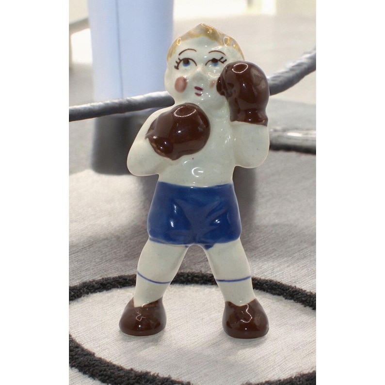 Vintage Ceramic Boxer Figurine: Mid-century Japanese Decor (occupied ...
