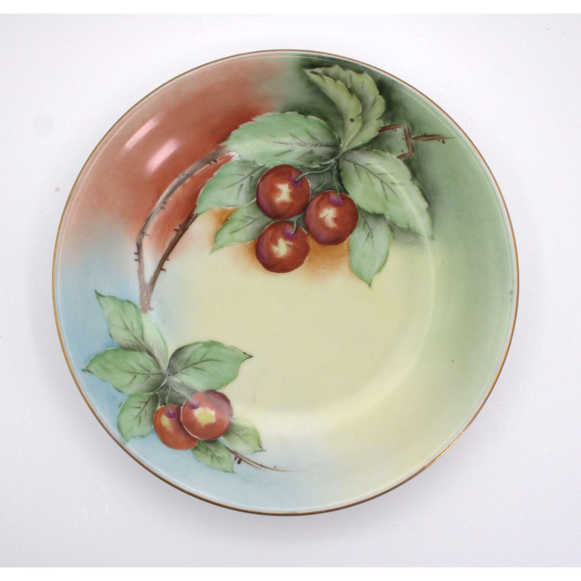 Antique Robert Hanke Porcelain Plate: Hand-painted Cherries, Austrian ...