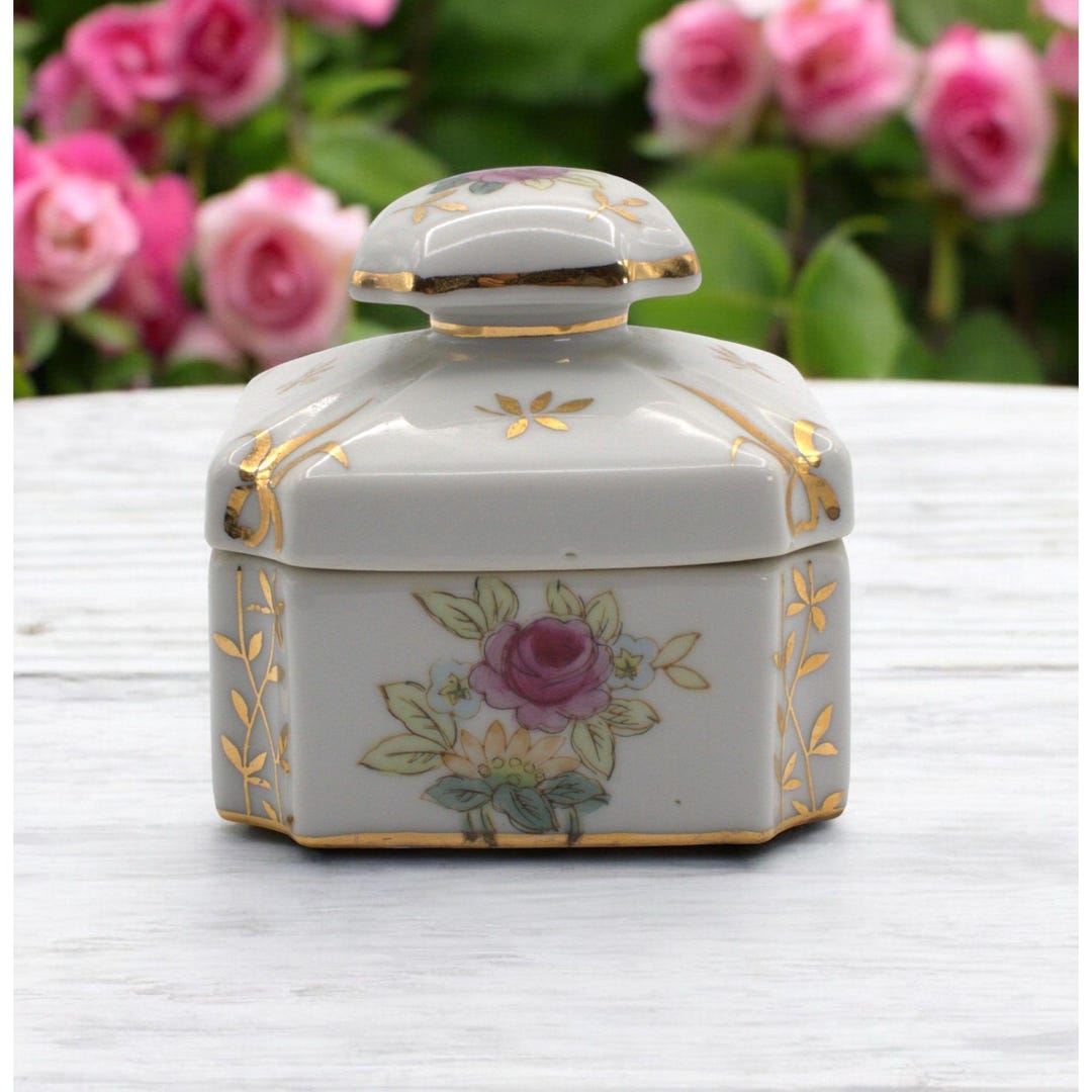 Vintage Irving W. Rice & Co. Hand-painted Porcelain Trinket Box With ...
