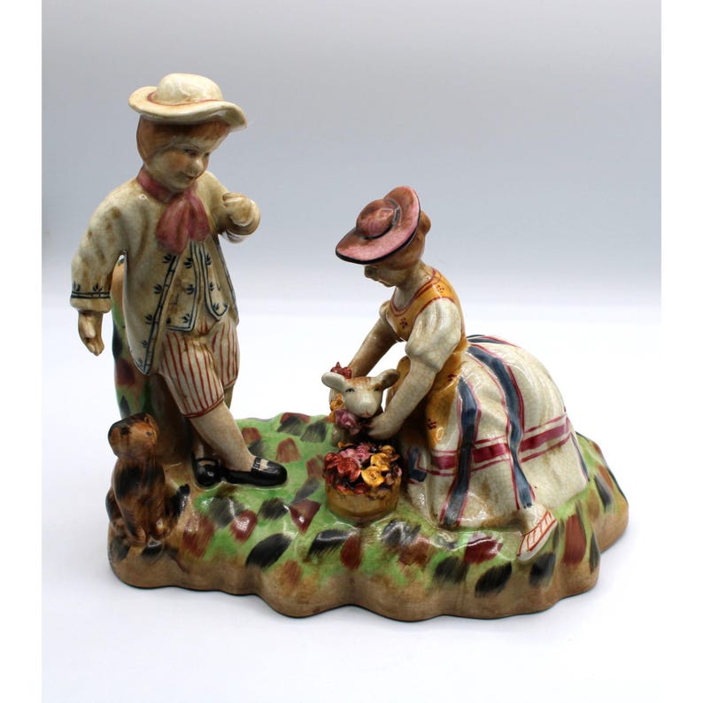 Vintage Porcelain Figurine of Boy & Girl With Lamb Known as ...