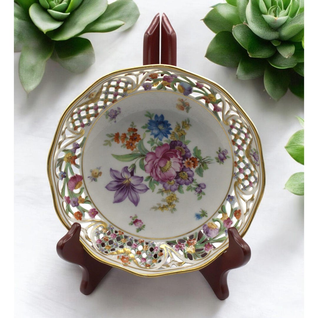 Vintage Bavarian Schumann Arzberg Reticulated Porcelain Bowl Floral ...