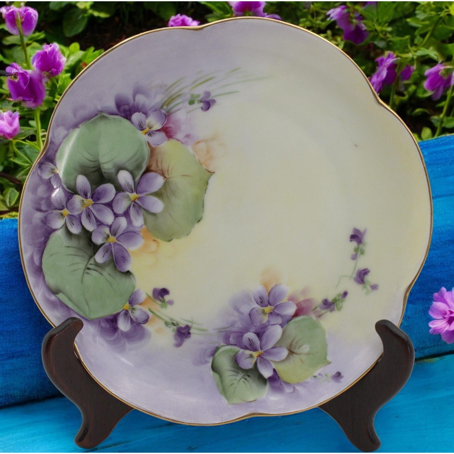 Vintage Hutschenreuther Bavaria Violet Floral Plate German Porcelain ...