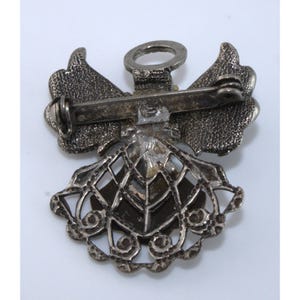 Vintage Angel Brooch With Rhinestone Halo & Two-tone Metal Filigree Pin ...