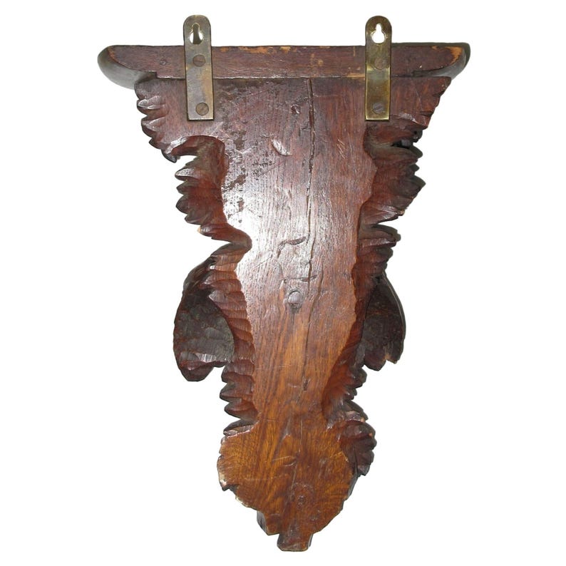 Antique Black Forest Solid Wood Hand-carved Rustic Bird Wall Shelf ...
