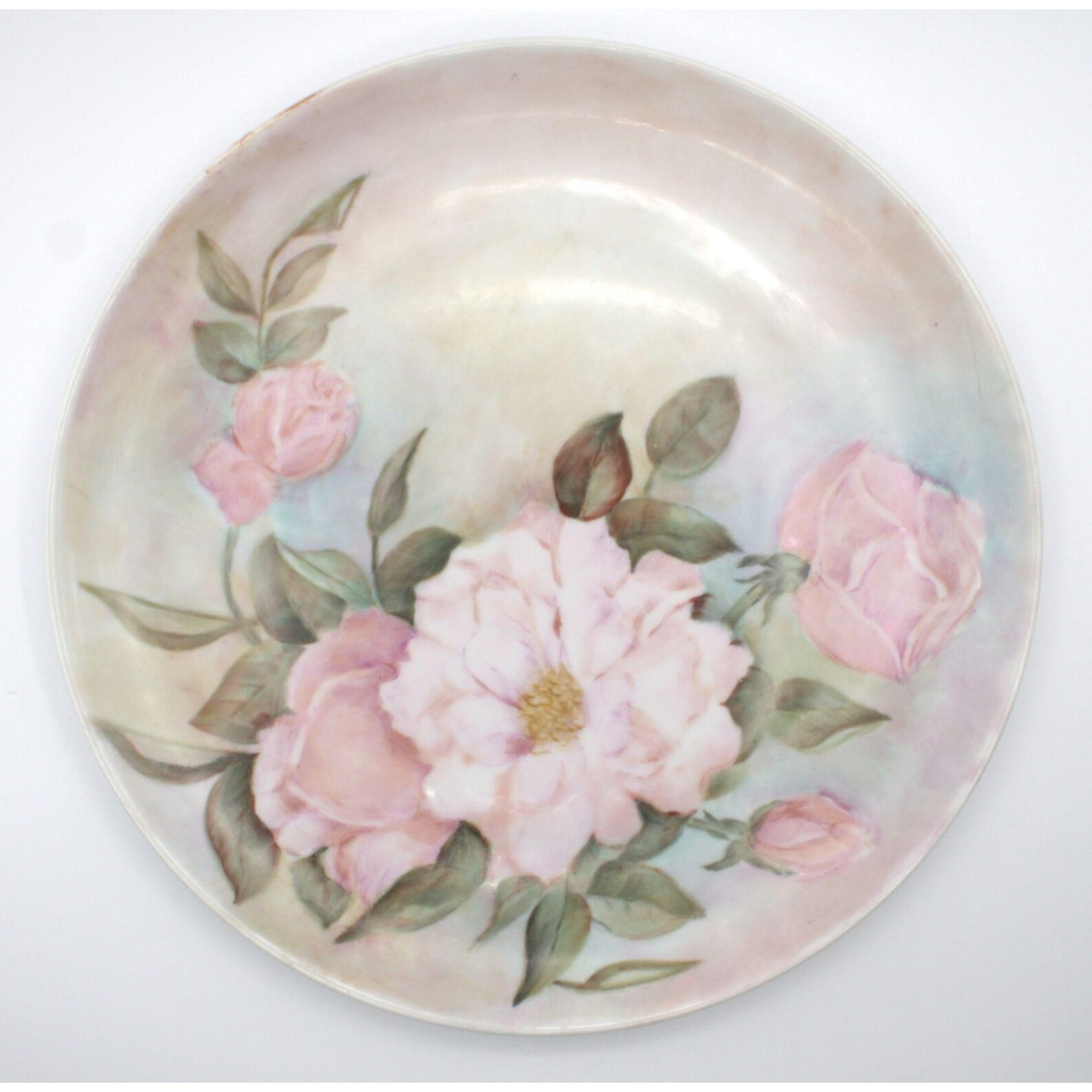 Hand-painted Porcelain Plate Pink Roses by Valentine Smith Arzberg ...