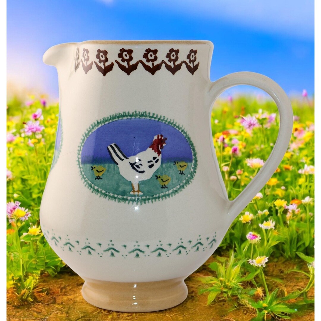 Nicholas Mosse Chicken Pitcher Handmade Irish Pottery Jug Hen & Chicks ...