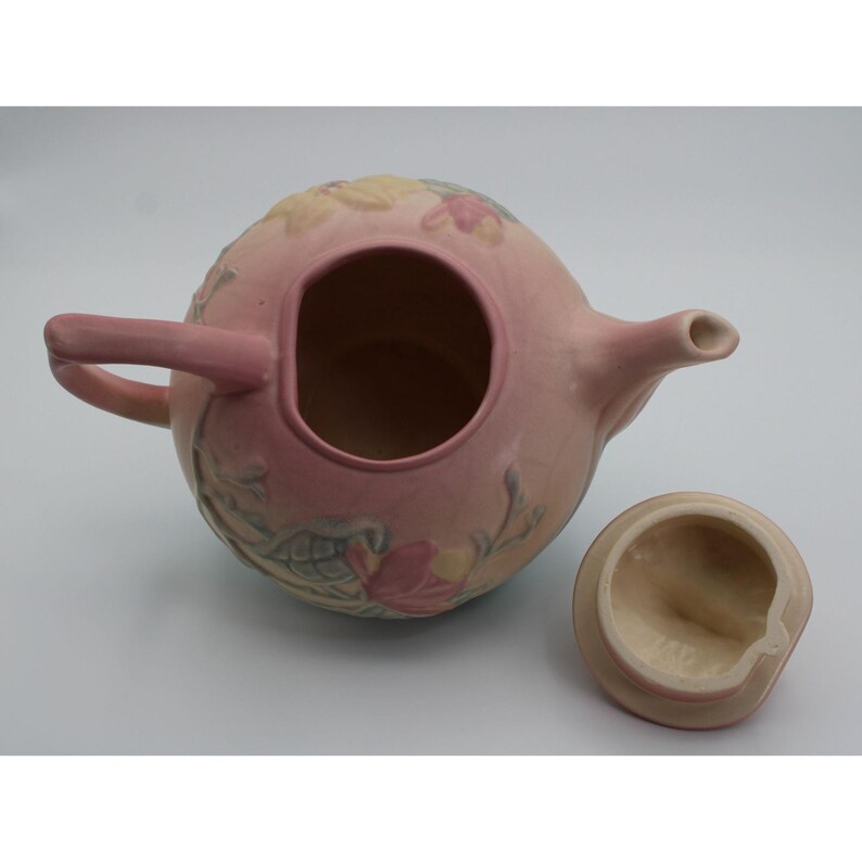 Vintage Hull Ceramic Tea Coffee Pot 23 Magnolia Floral Yellow Pink ...