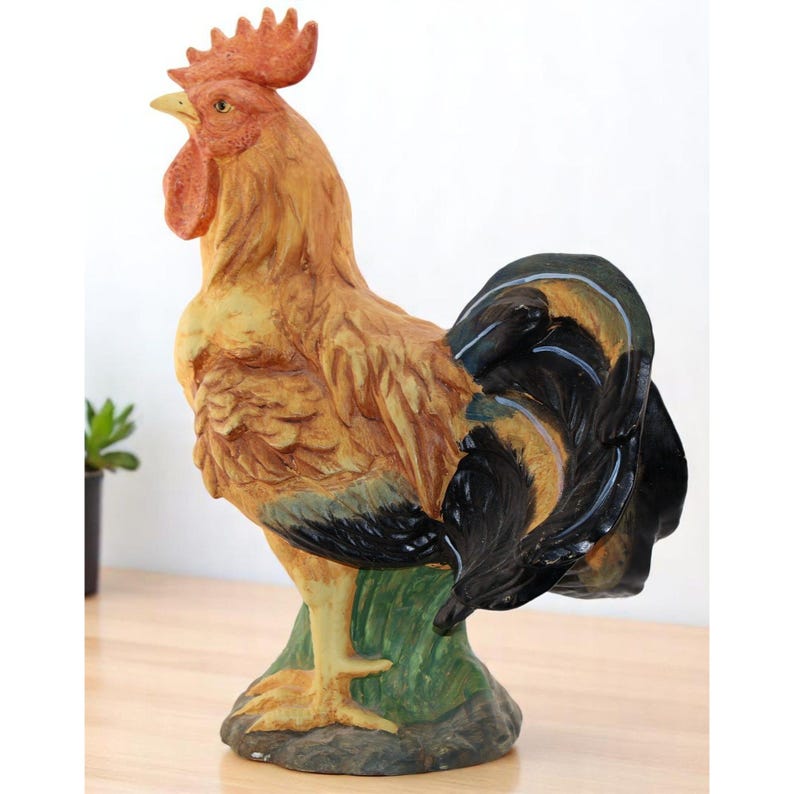 Vintage Ceramic Rooster Figurine 13" Hand-painted Farmhouse Decor ...