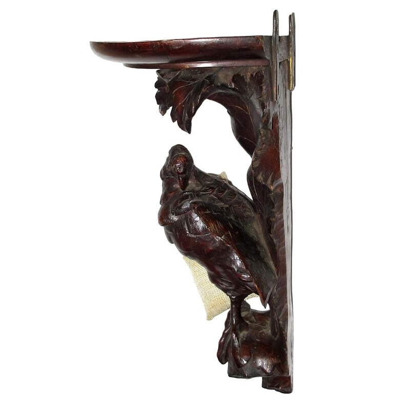 Antique Black Forest Solid Wood Hand-carved Rustic Bird Wall Shelf ...
