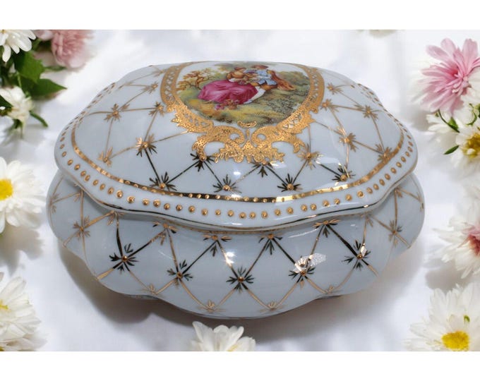 Vintage Limoges Hand-painted Porcelain Trinket Box With Lid - Etsy
