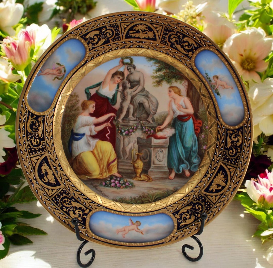 Antique Vienna-style Porcelain Plate "das Opfer Der Venus" Hand-painted ...