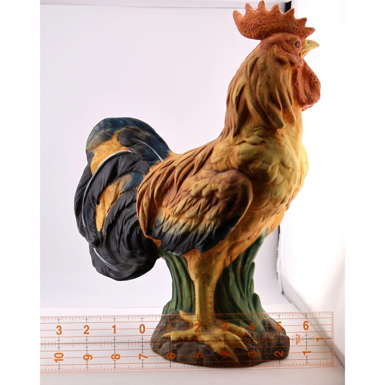 Vintage Ceramic Rooster Figurine 13" Hand-painted Farmhouse Decor ...