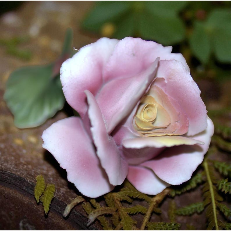 Vintage Capodimonte Porcelain Pink Rose Stem | Italian Hand-painted ...