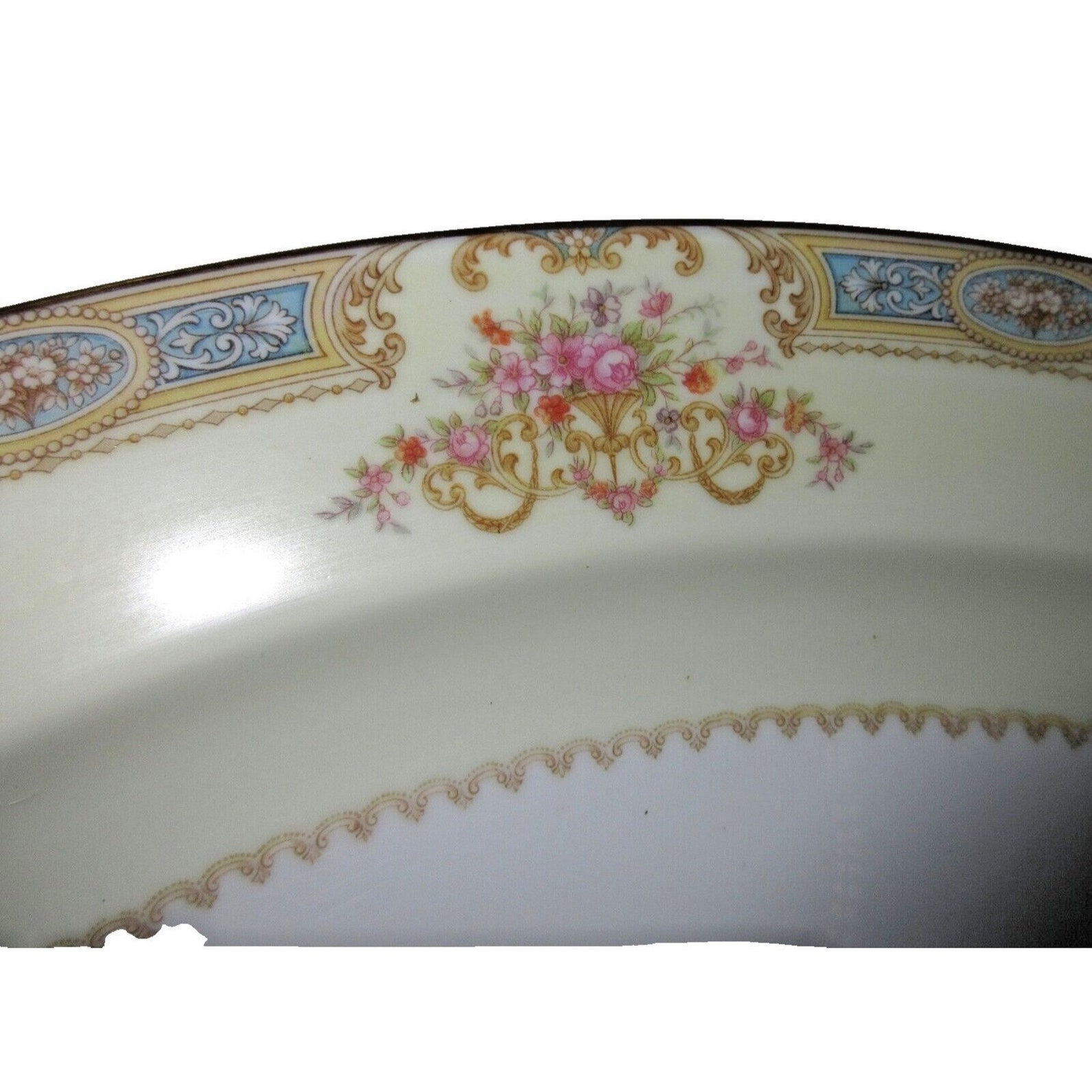 Vintage Noritake Rose Large Serving Platter Tray Yellow Blue 16 ...