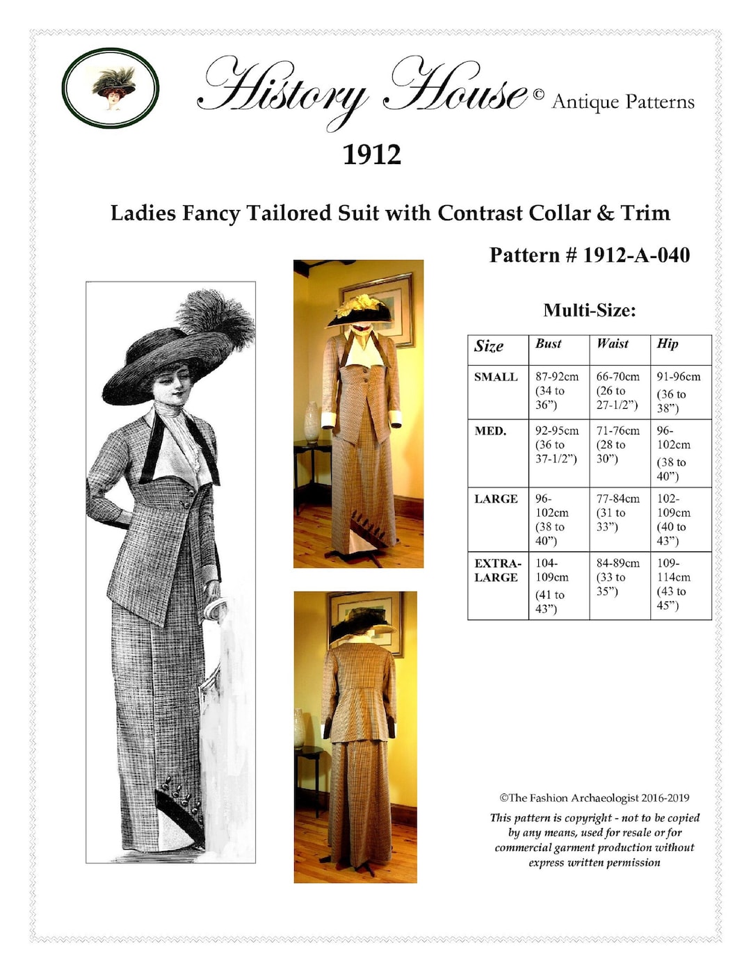 1912 Edwardian Walking Suit Antique Paper Pattern (multi-sz.) - Etsy
