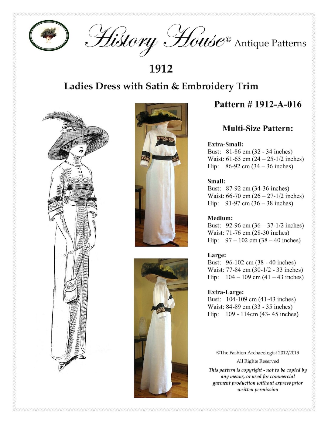 1912 Dress Sewing Pattern: Multi-sz (PAPER Version-to U.S. Only) #1912 ...