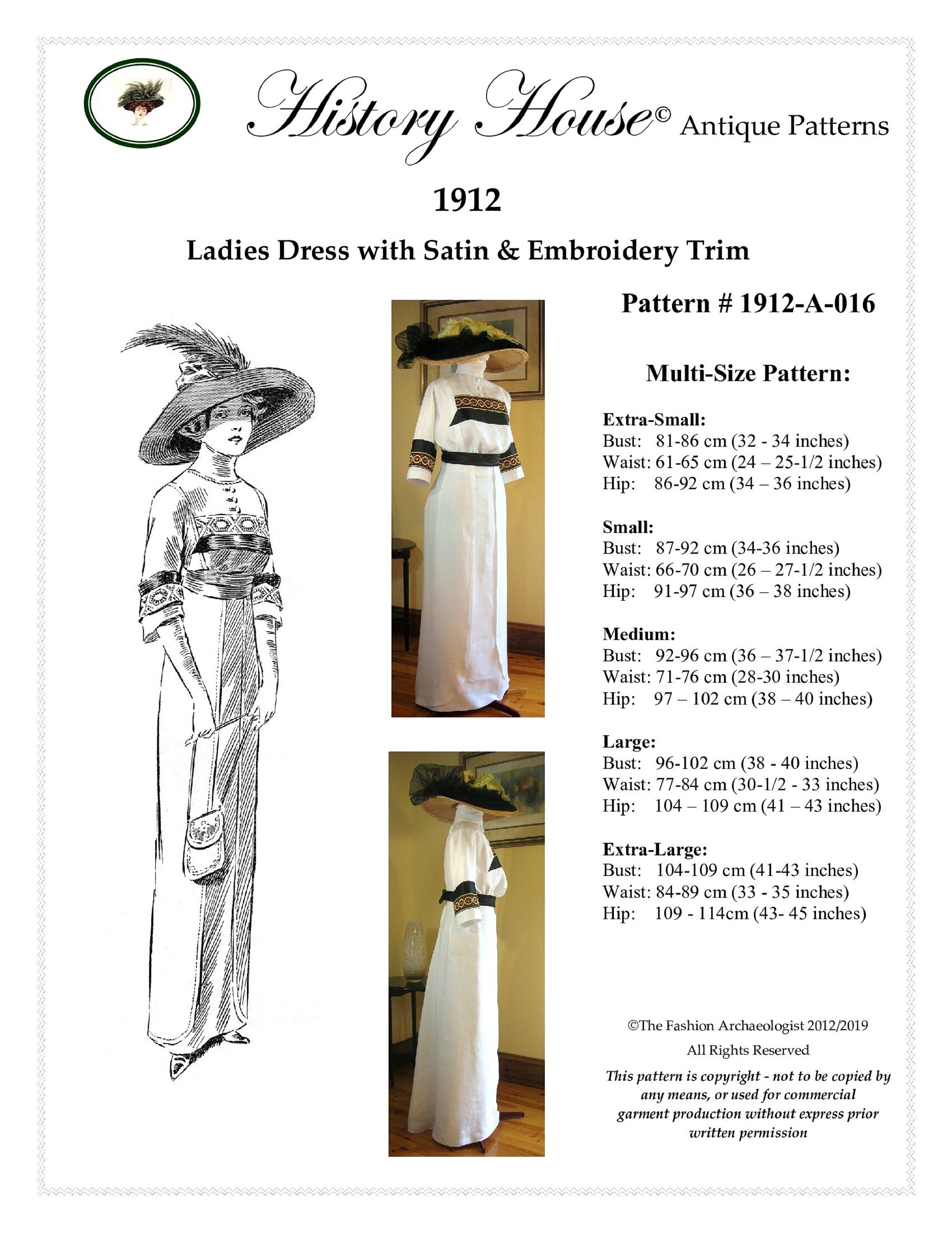 1912 Titanic Era Dress Sewing Pattern: Ladies' Afternoon Gown, 5 Szs ...