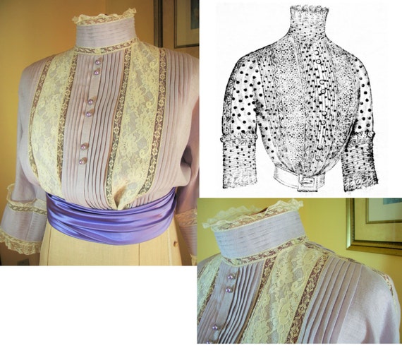 Digital Sewing Pattern1911 Edwardian/titanic Blouse With | Etsy Australia