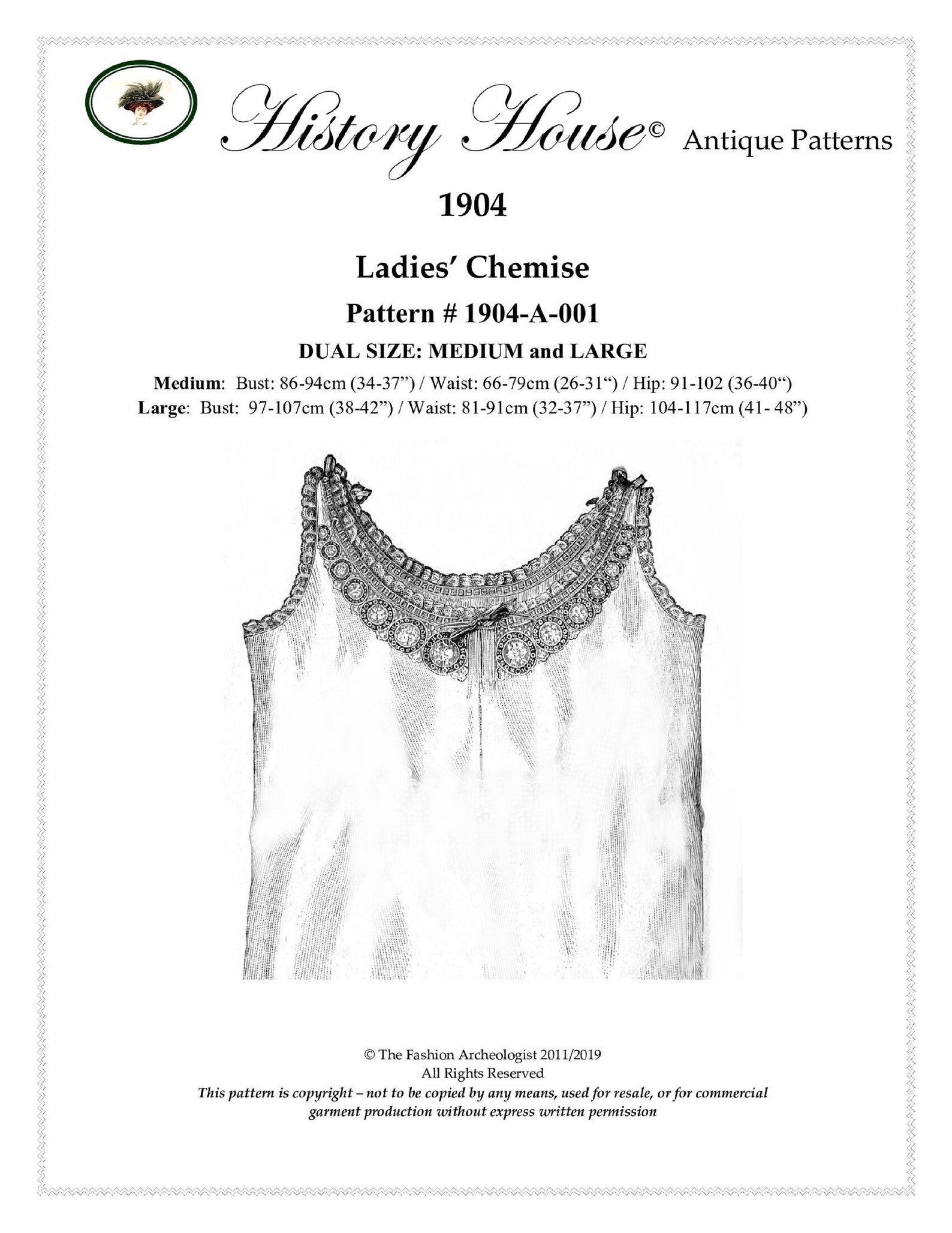 Digital Sewing Pattern for Classic Edwardian Chemise in PDF Format to ...