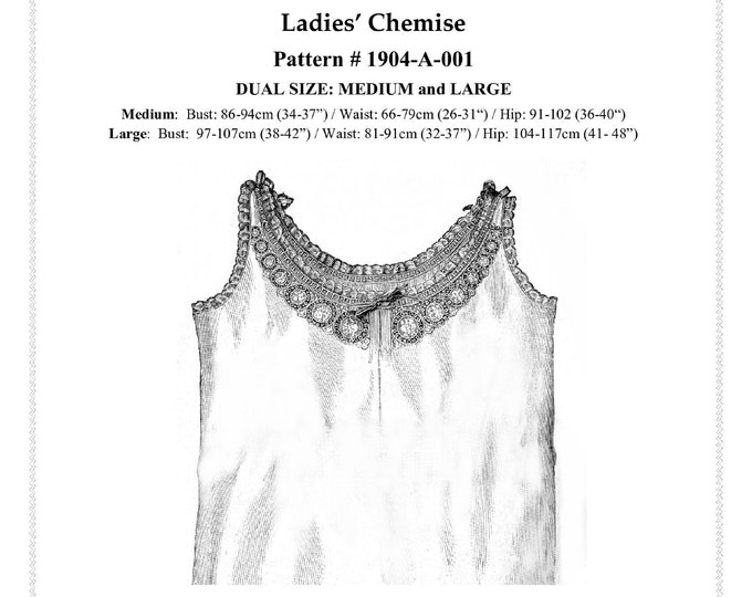 Digital Sewing Pattern for Classic Edwardian Chemise in PDF Format to ...