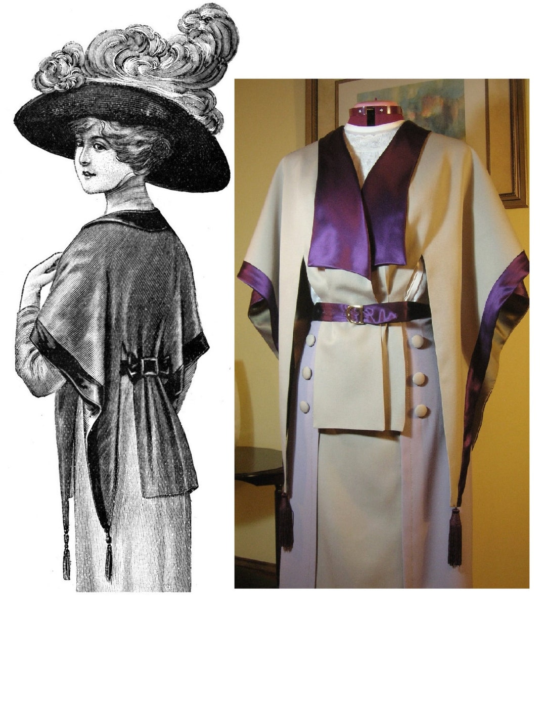 1912 Cape-jacket Sewing Pattern: Titanic Era Mantelet, 2 Sizes S/M & L ...