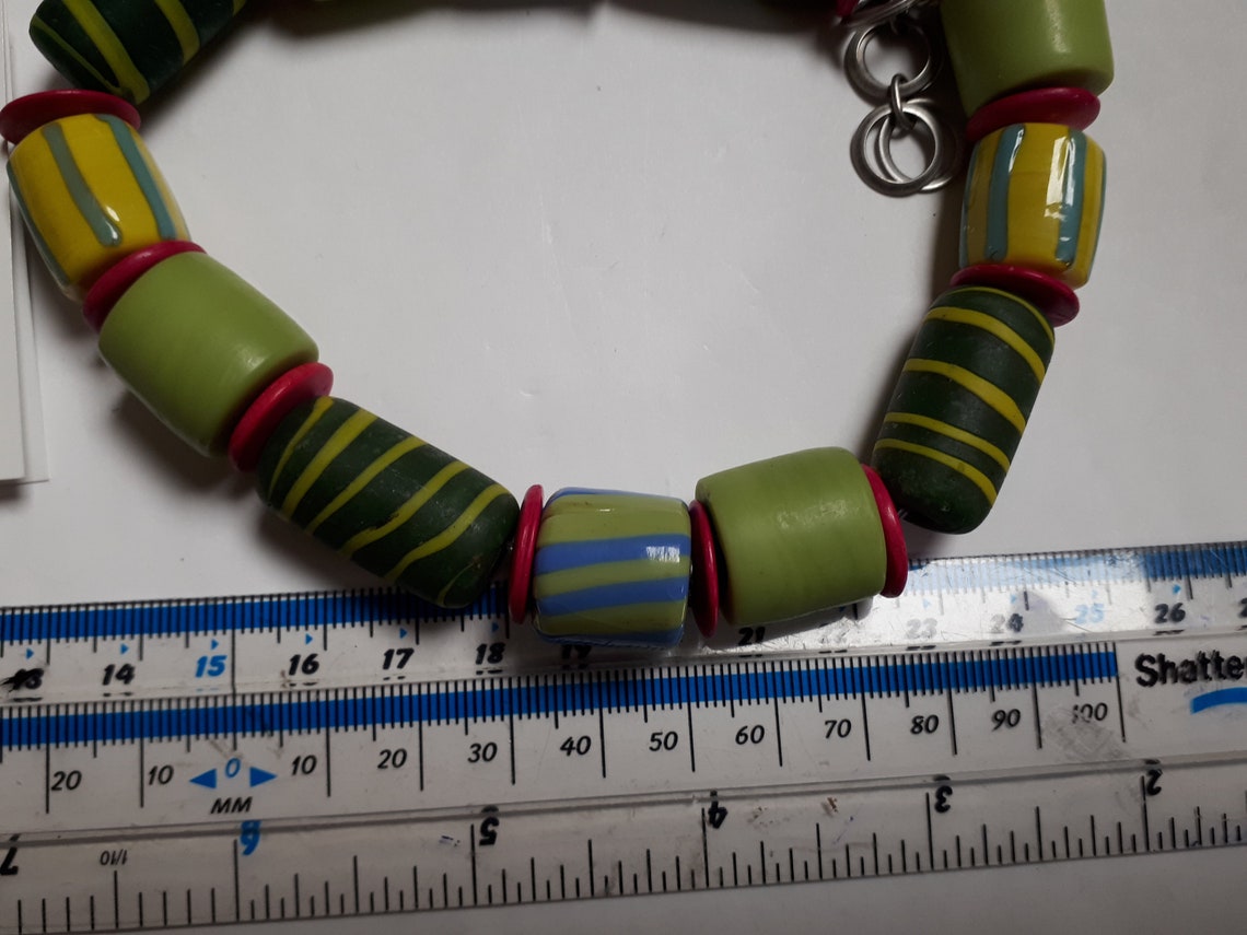 LANGANI Vintage Necklace Glass Ceramic Greens Blues - Etsy