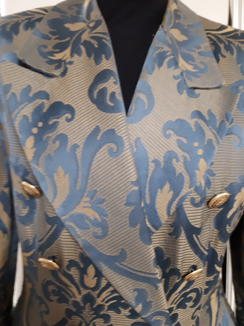 Giacca vintage anni '80 oro e blu doppiopetto spalline - Etsy Italia