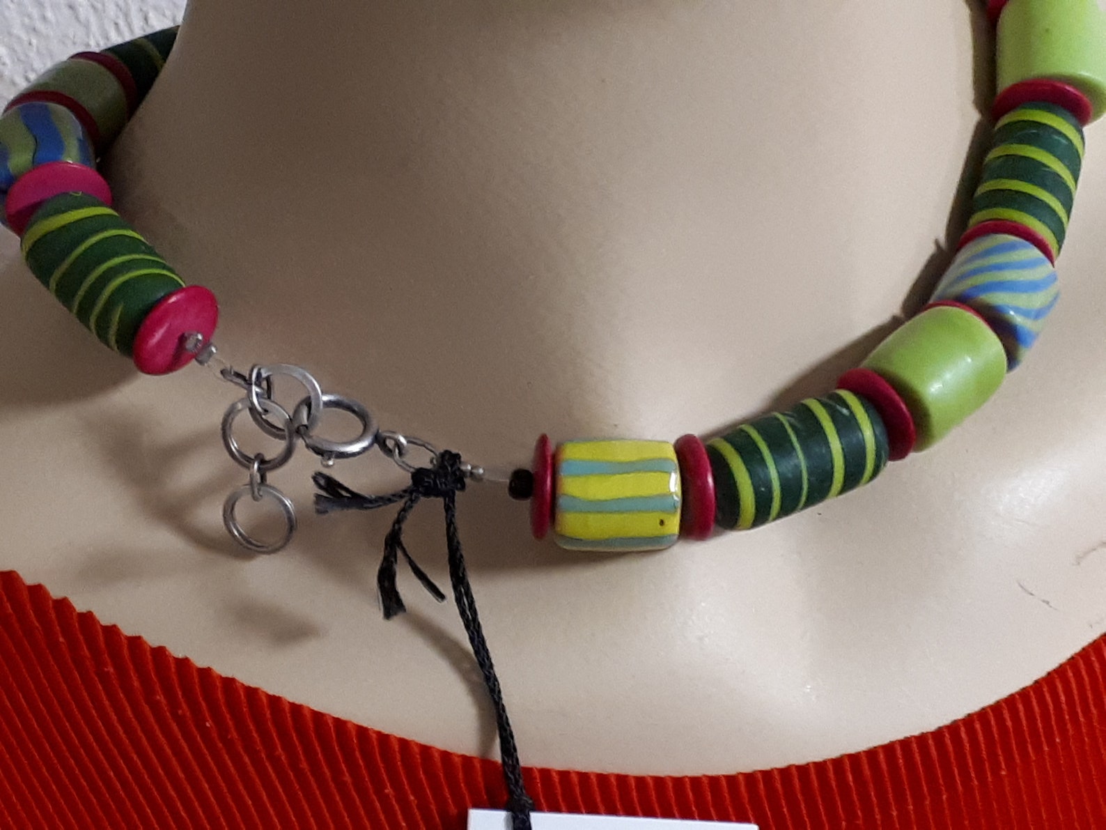 LANGANI Vintage Necklace Glass Ceramic Greens Blues - Etsy