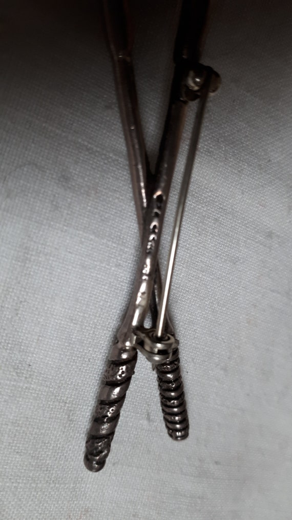GOLF sticks, SILVER brooch, Mexican silver, vintage - Gem