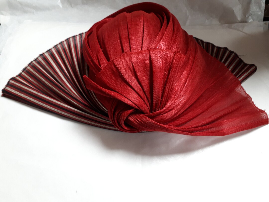 SUMMER HAT, Buntal Straw, Pliable, Red and Black. VERY Chic and Stylish ...