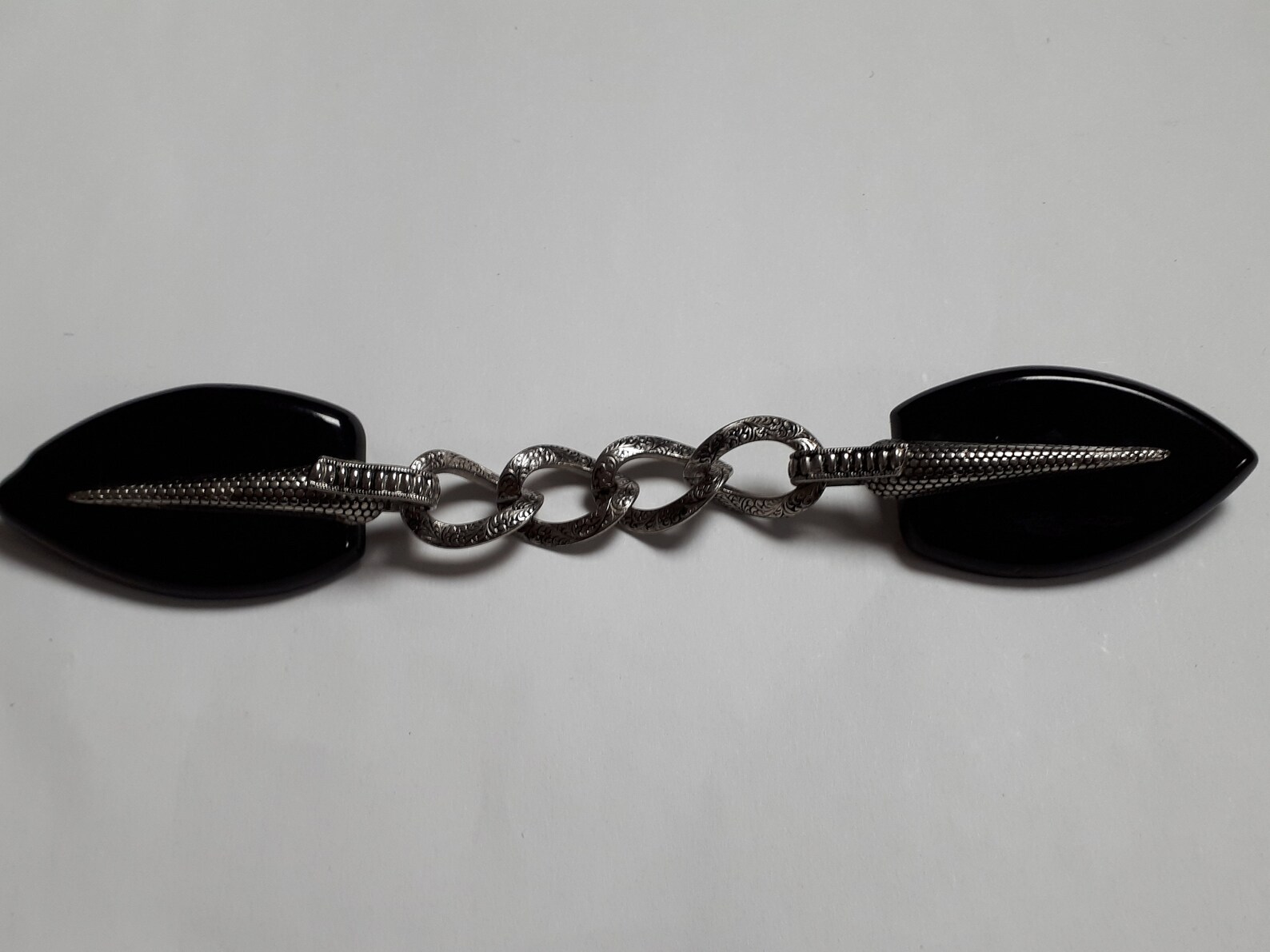 Vintage BAKELITE Shawl Clasp Black Beautiful Silvertone | Etsy